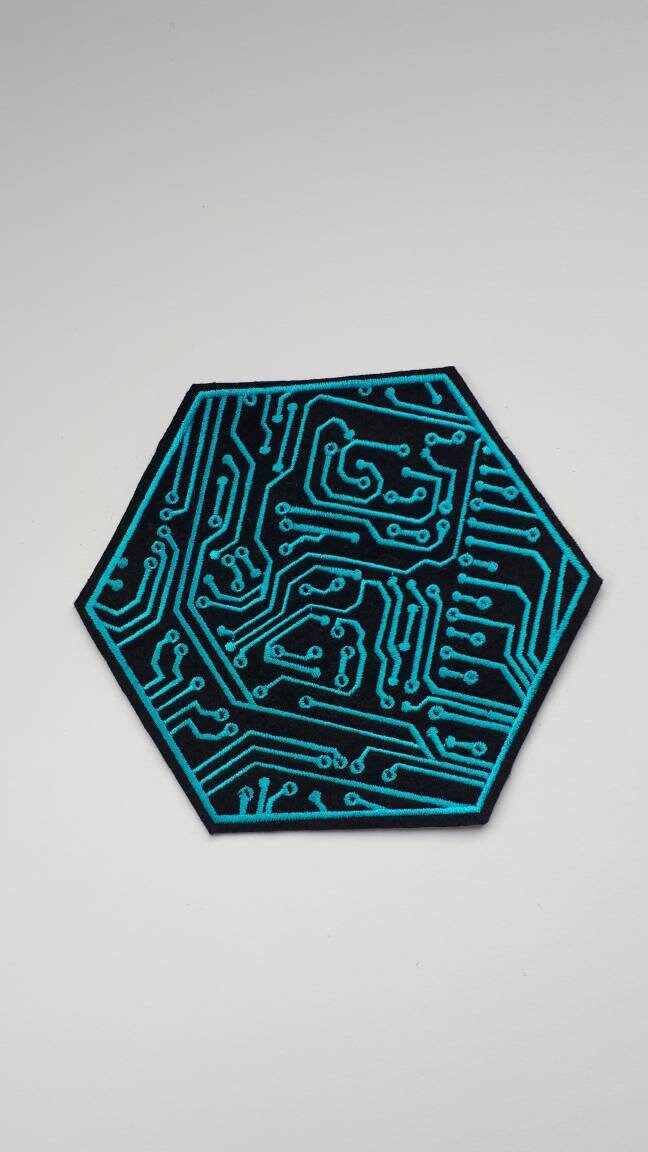 Sequence Circuit Hexagon Embroidery Iron on Patch Patches for - Etsy