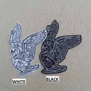Black Swan Iron on Patch, Swan Applique, Bird Patch, Patches for ...