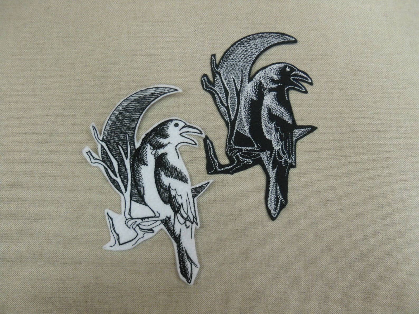 Raven Patch Halloween Patches Iron on Patch Halloween | Etsy