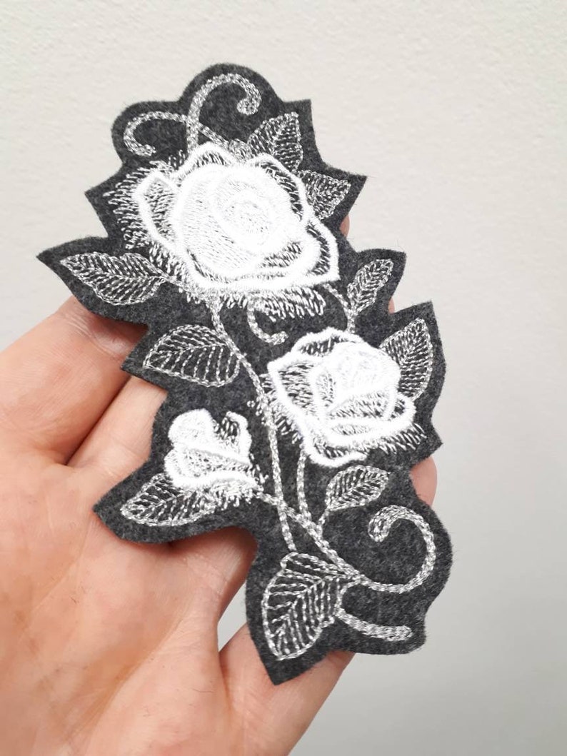 White rose patch iron on patch | Etsy