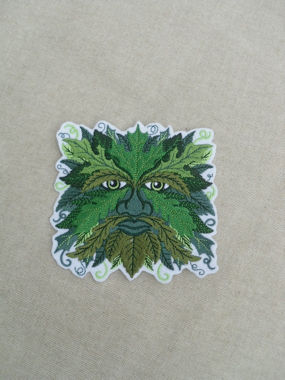 Green Man Iron on Patch Seasons Spring Plants Pagan - Etsy