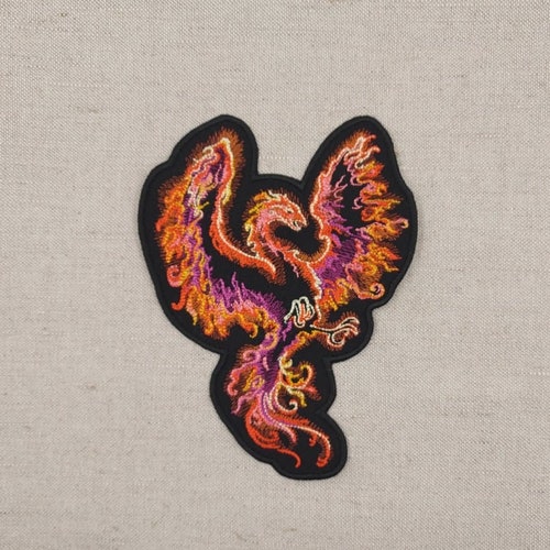Red Gold Fire Phoenix Iron on Embroidery Patch Mtcoffinz - Etsy