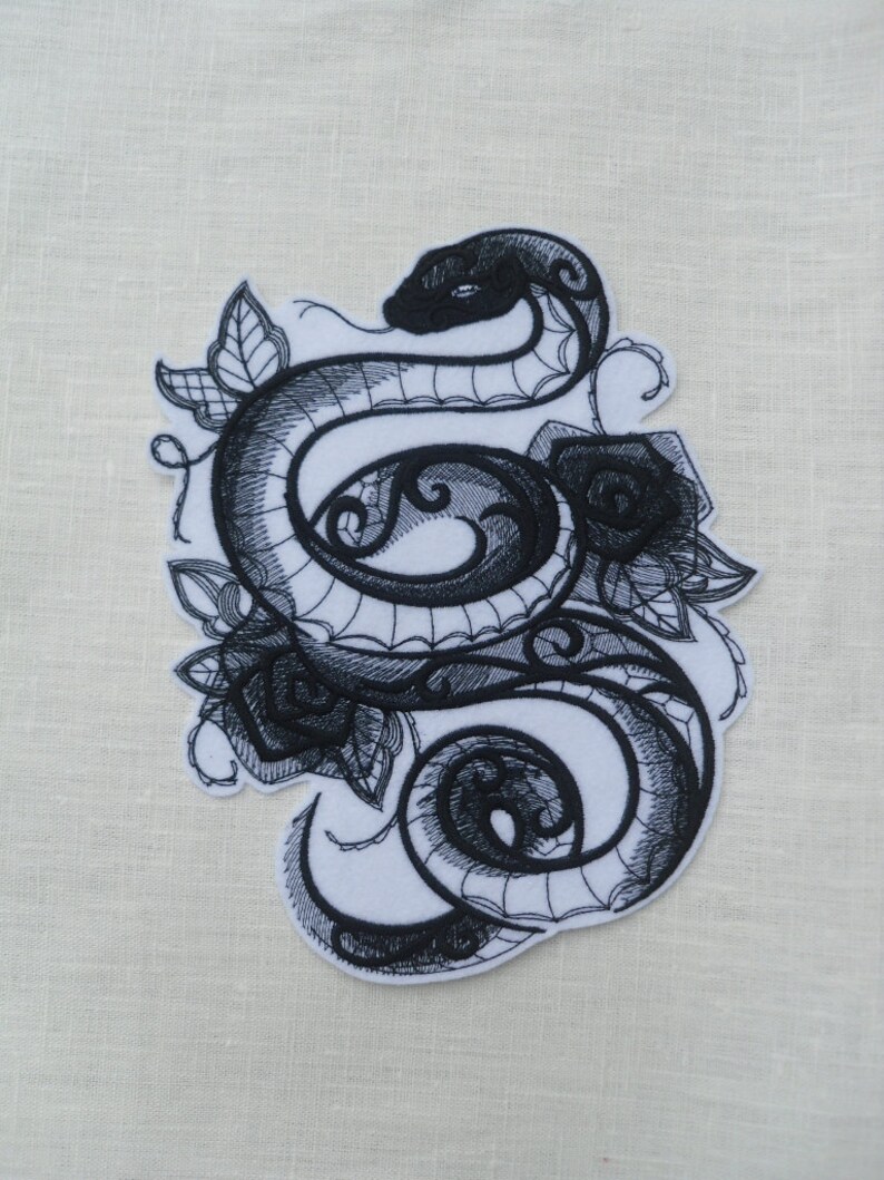 Dark Snake Iron on Patch for Jackets, Embroidered Iron on Patch ...