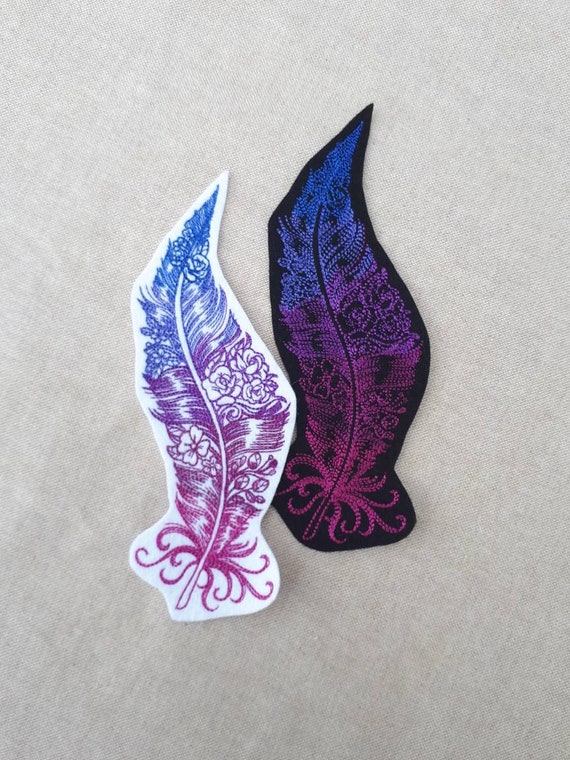 Blooming Feather Iron on for Jackets Feather Patch Patch for | Etsy