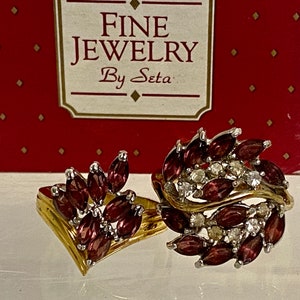 Vtg Set of 2 Cocktail Ring Palm Beach Jewelry by Seta Rhinestones ...