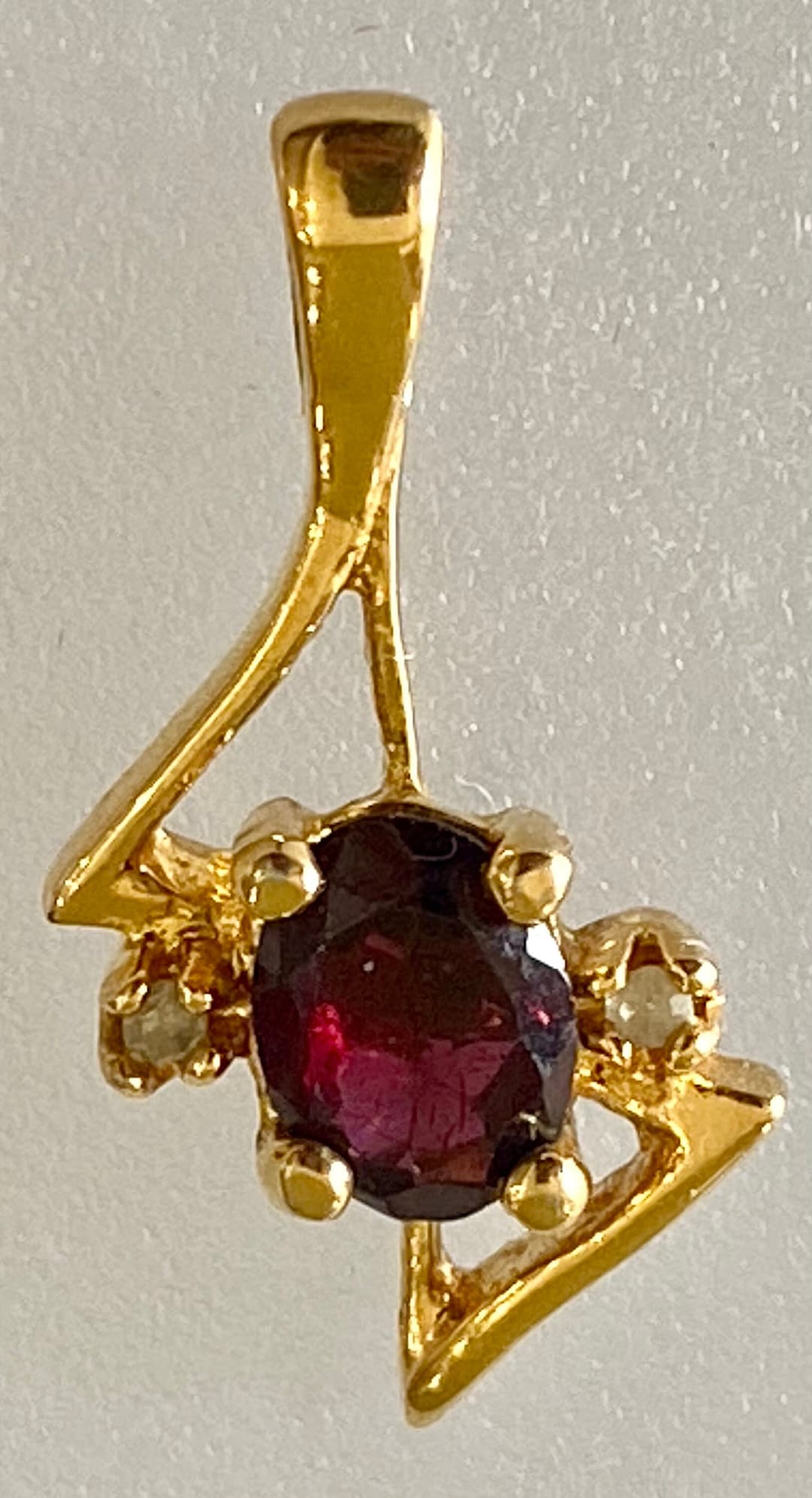 Vintage LIND 14k HGE Gold Pendant for Necklace Garnet Rhinestones ...