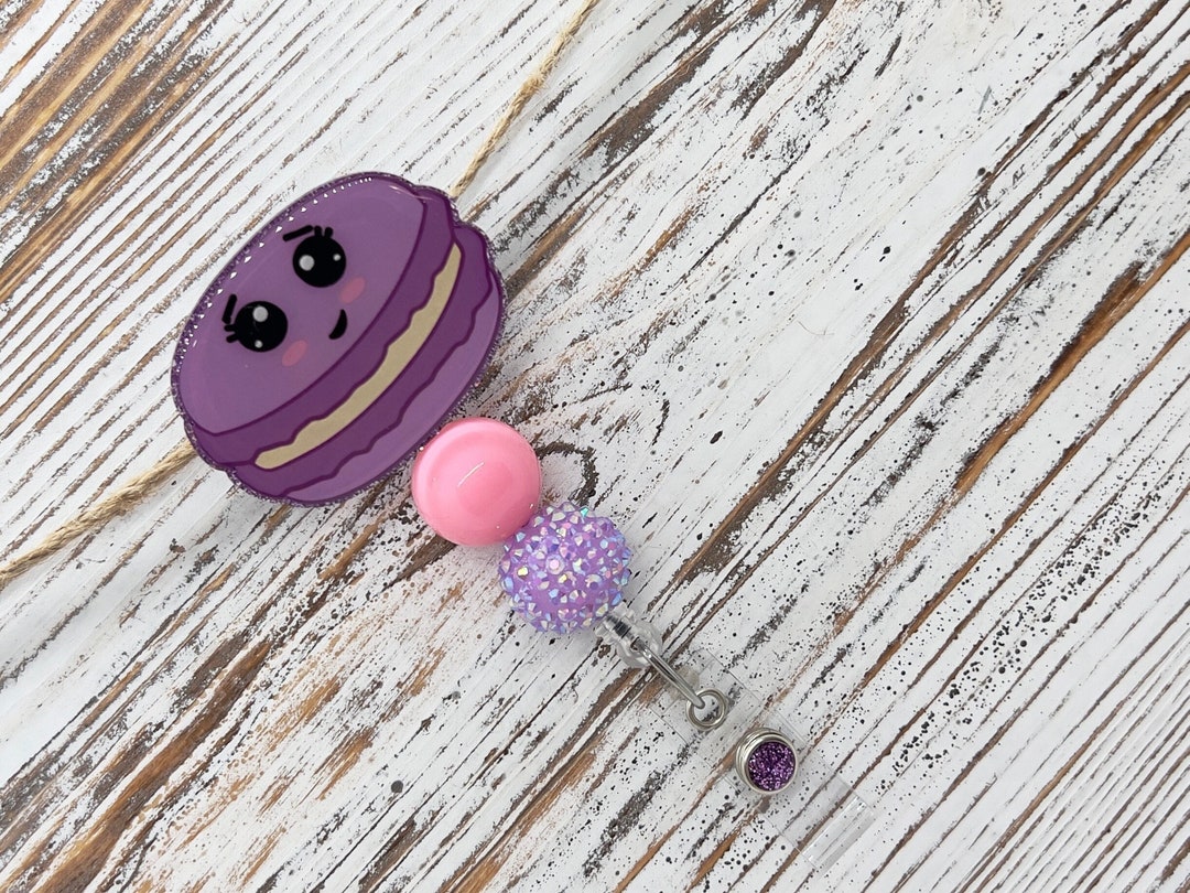 Purple Macaron Badge Reel / ID Badge Holder - Etsy