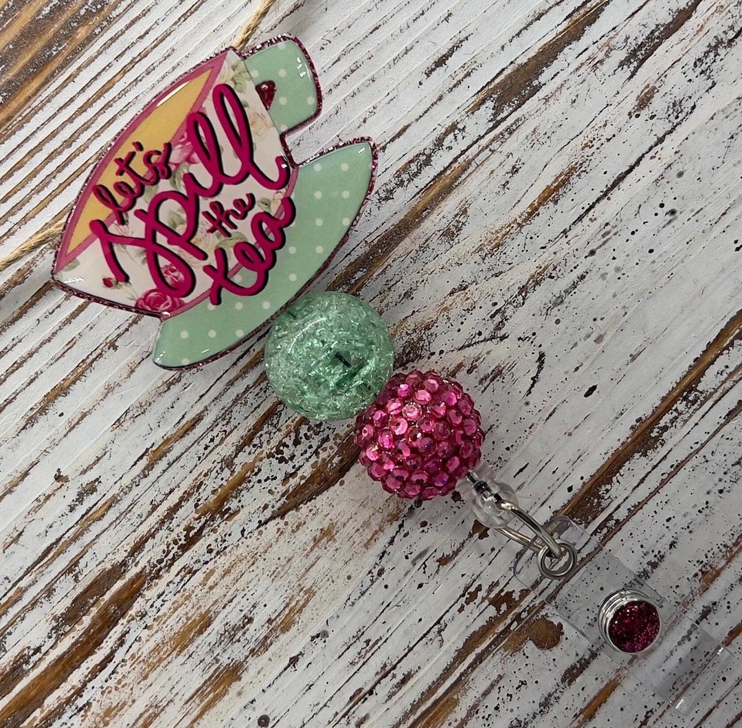 Let's Spill the Tea Teacup ID Badge Reel - Etsy