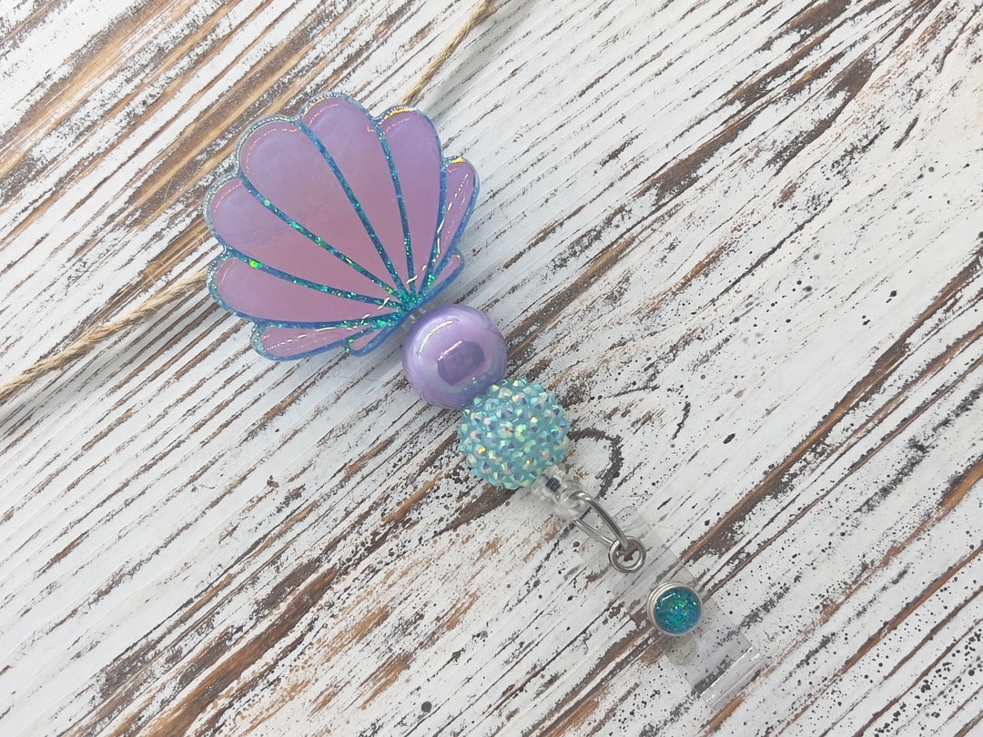 Mermaid Seashell Badge Reel / ID Badge Holder - Etsy