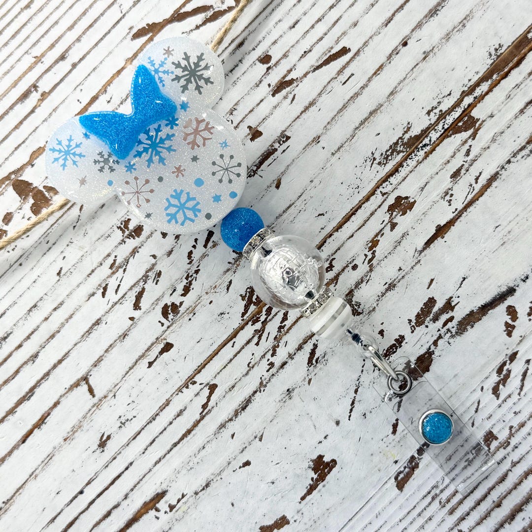 Winter Themed Mouse Ear ID Badge Reel - Etsy