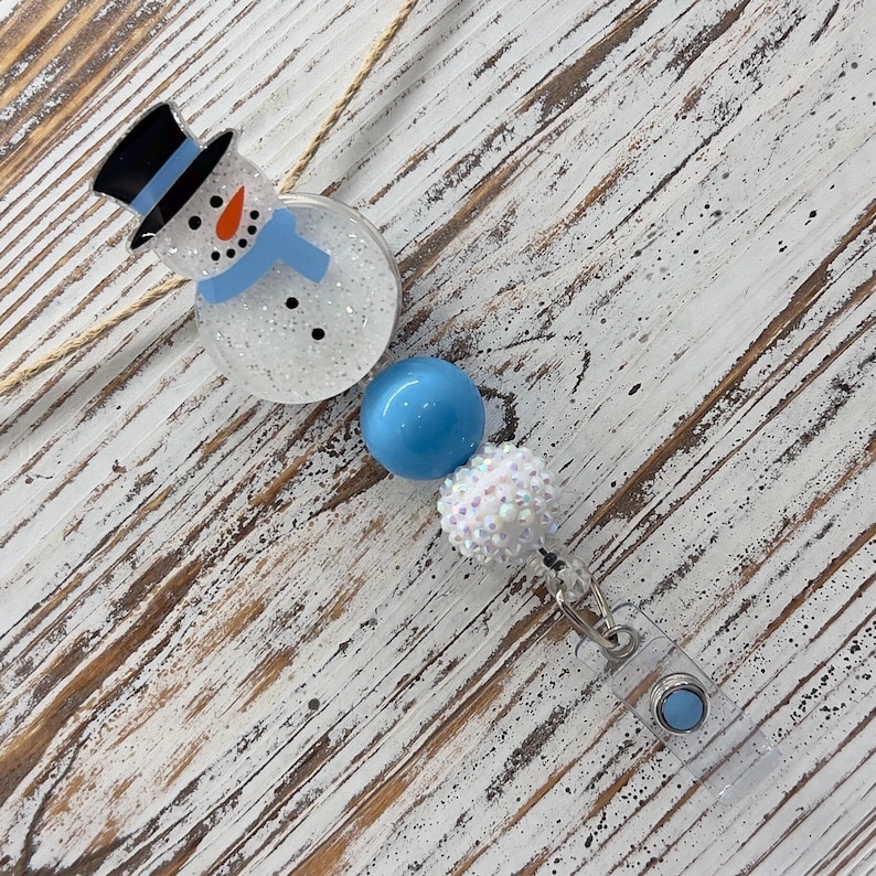 Blue Snowman ID Badge Reel - Etsy