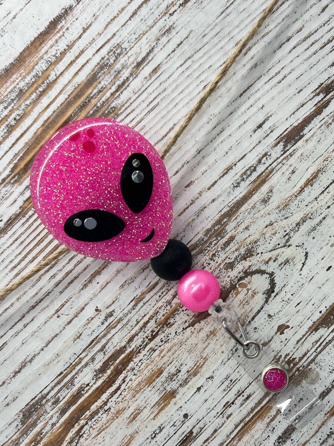 Neon Pink Alien Badge Reel / ID Badge Holder - Etsy