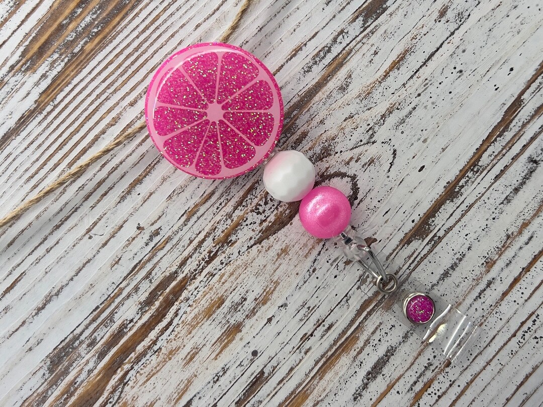 Pink Grapefruit Citrus Badge Reel / ID Badge Holder - Etsy Australia