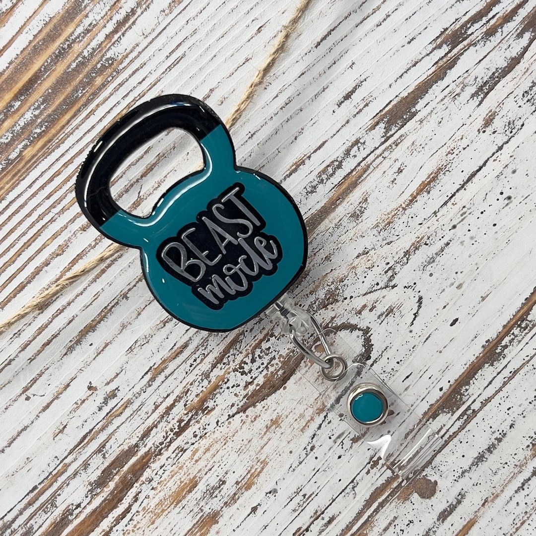 Aqua Kettle Bell Badge Reel / ID Holder - Etsy