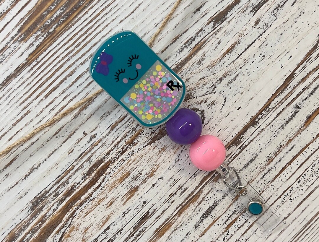 Happy Pill Badge Reel / ID Badge - Etsy