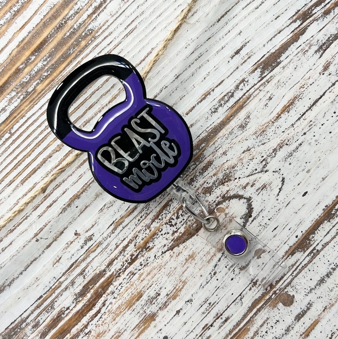 Purple Kettle Bell Badge Reel / ID Holder - Etsy