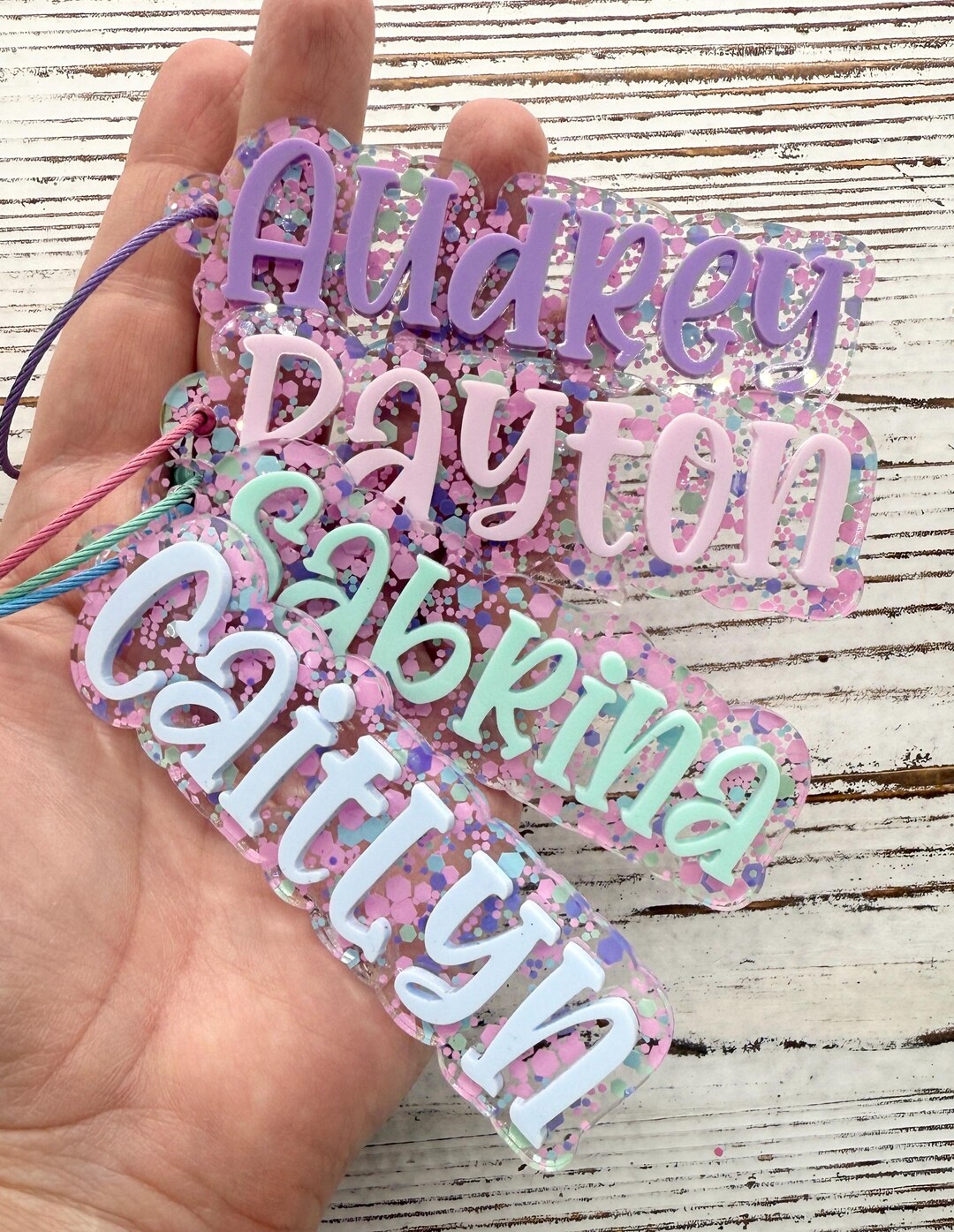 Personalized Acrylic Name Keychain, Glitter Backpack Tag - Etsy