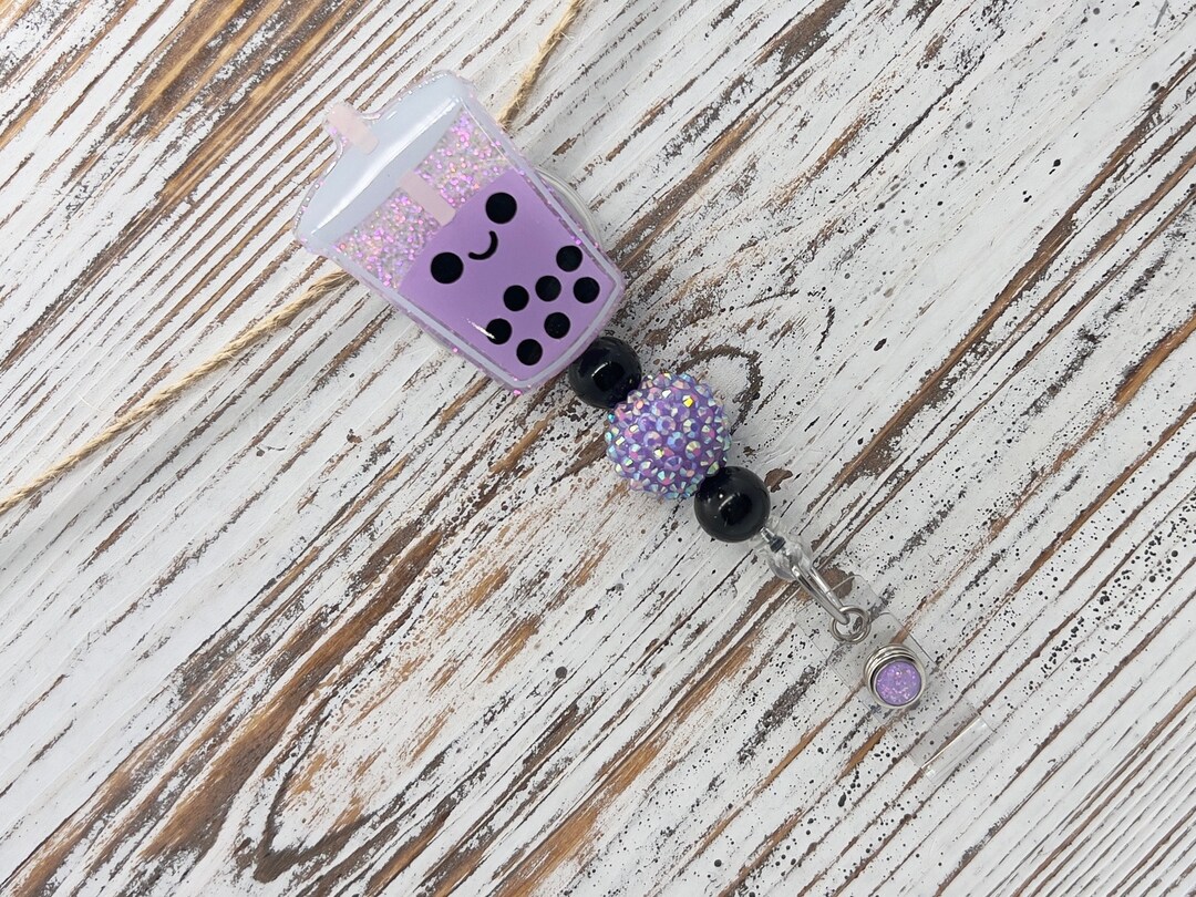 Taro Boba Milk Tea Purple Boba Badge Reel / ID Badge Holder - Etsy