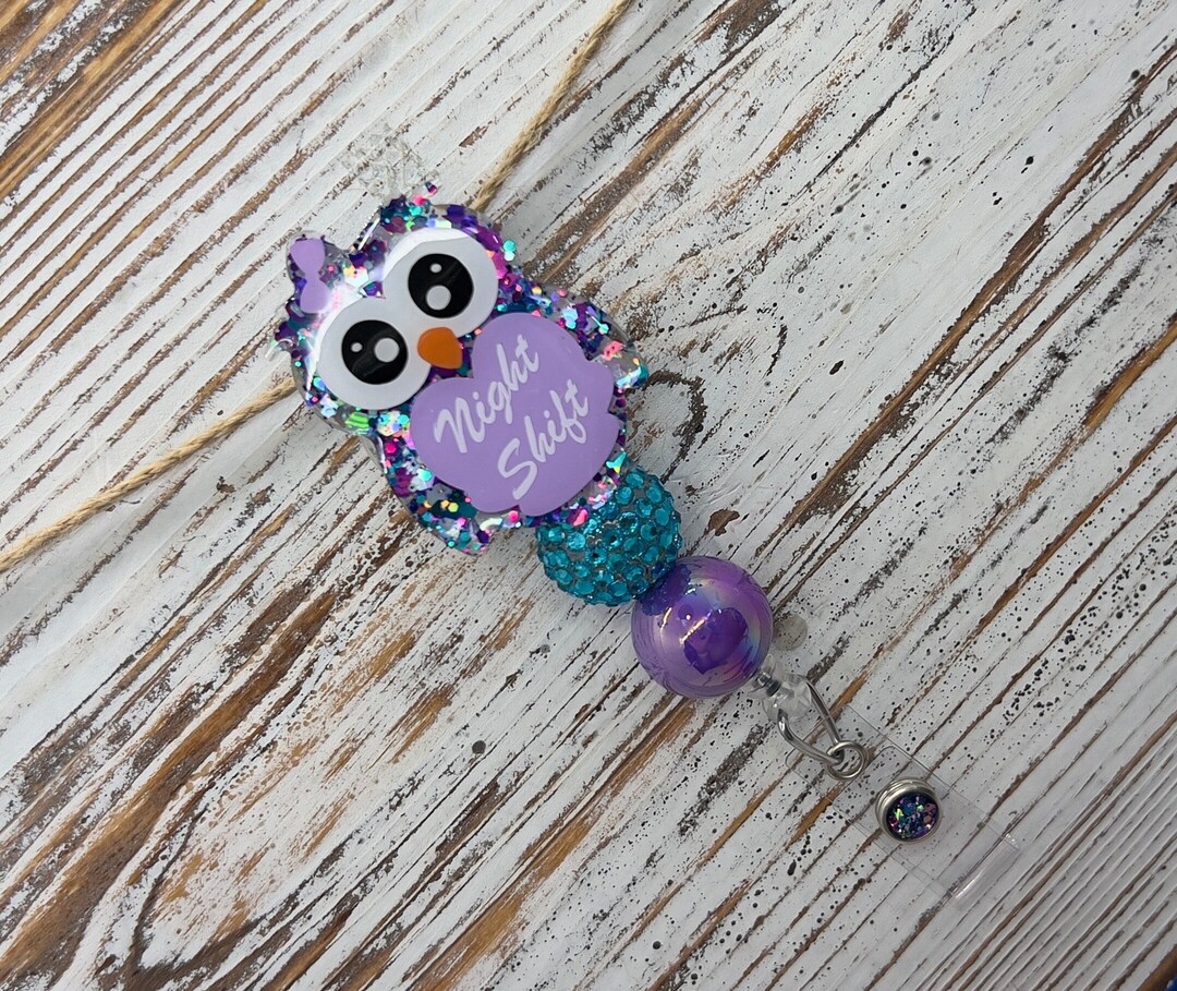 Night Shift Owl Badge Reel / ID Badge Holder - Etsy