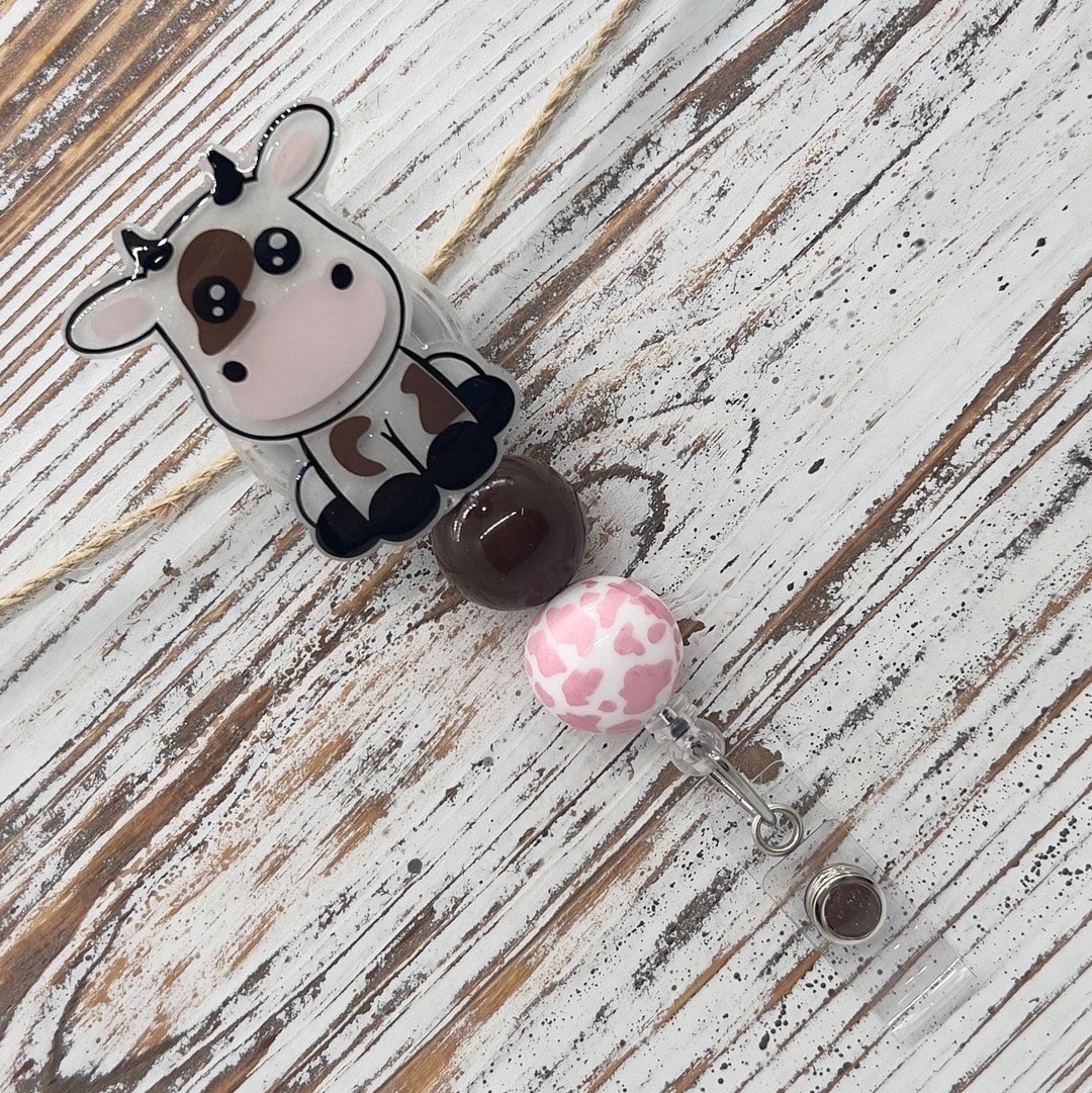 Brown Sitting Cow Badge Reel / ID Badge Holder - Etsy