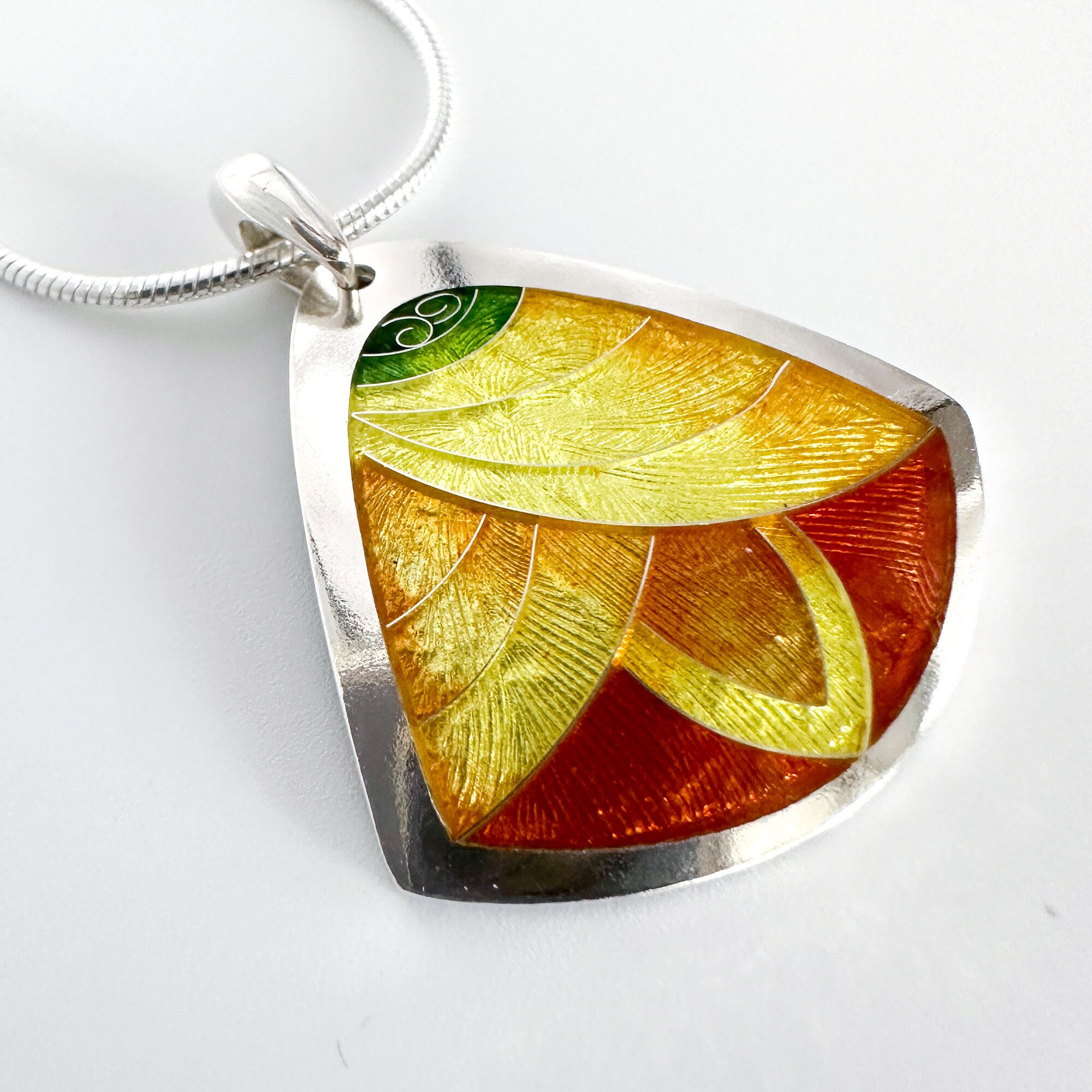 Yellow Lotus Flower Pendant Necklace Cloisonné & Champlevé Vitreous ...