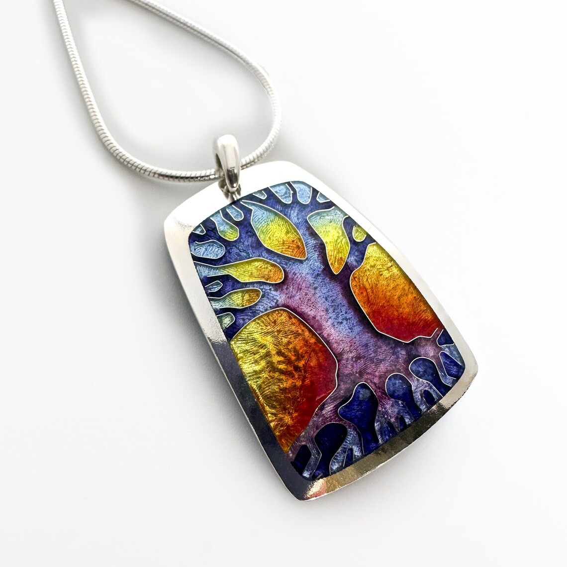 Rainbow Sacred Tree Enamel Pendant Necklace Cloisonné & - Etsy