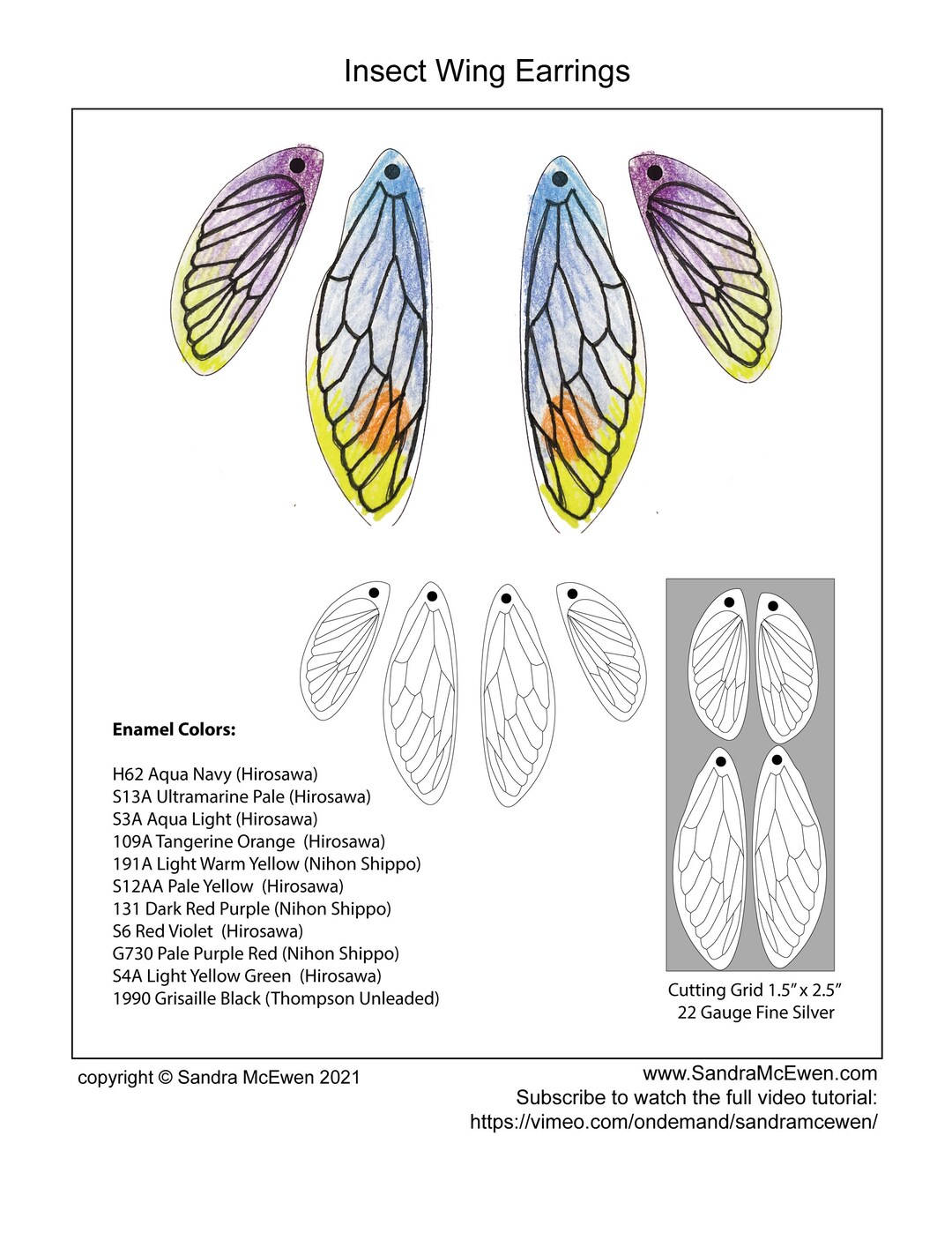 Enamel Supply Kit- Vivid Insect Wing Earrings- Includes Vitreous ...