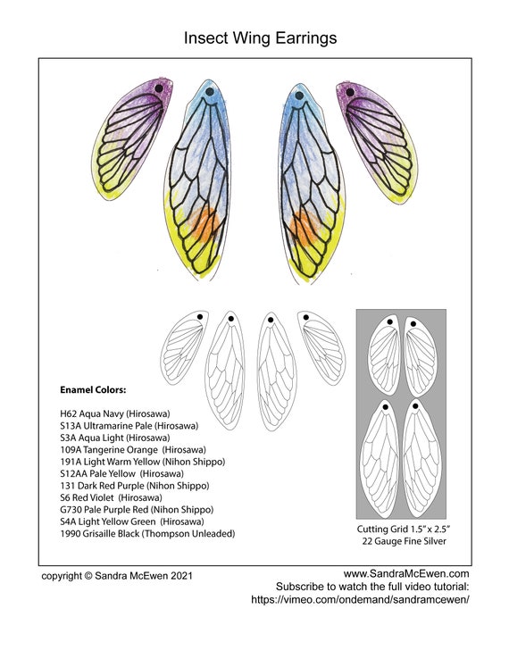 Enamel Supply Kit Vivid Insect Wing Earrings Includes Vitreous Enamels Underglaze Paint Quill Brush Sterling Earwires Sandra Mcewen Etsy