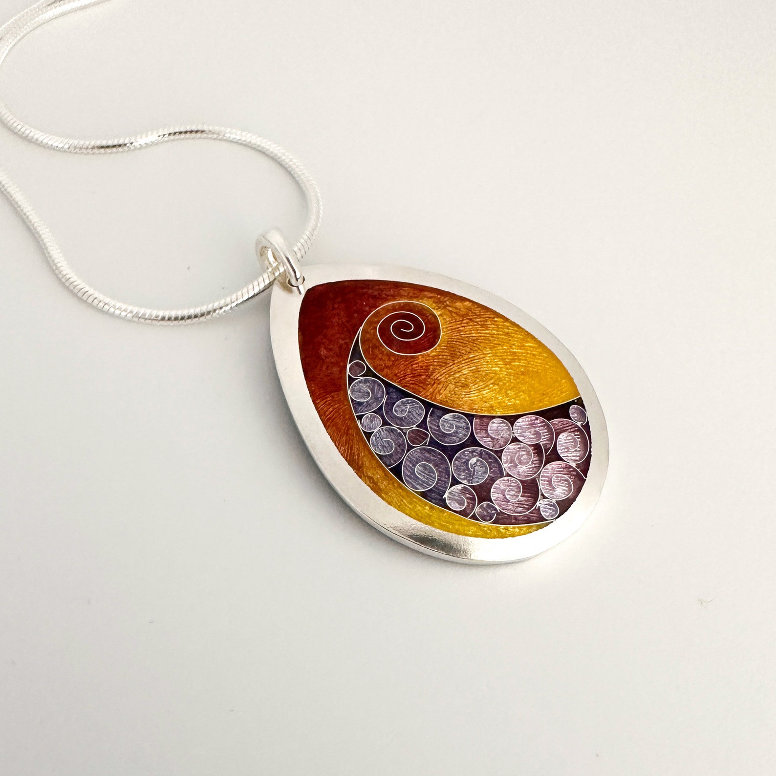 Purple and Gold Sunset Swirl Wave Pendant – Cloisonné & Champlevé ...