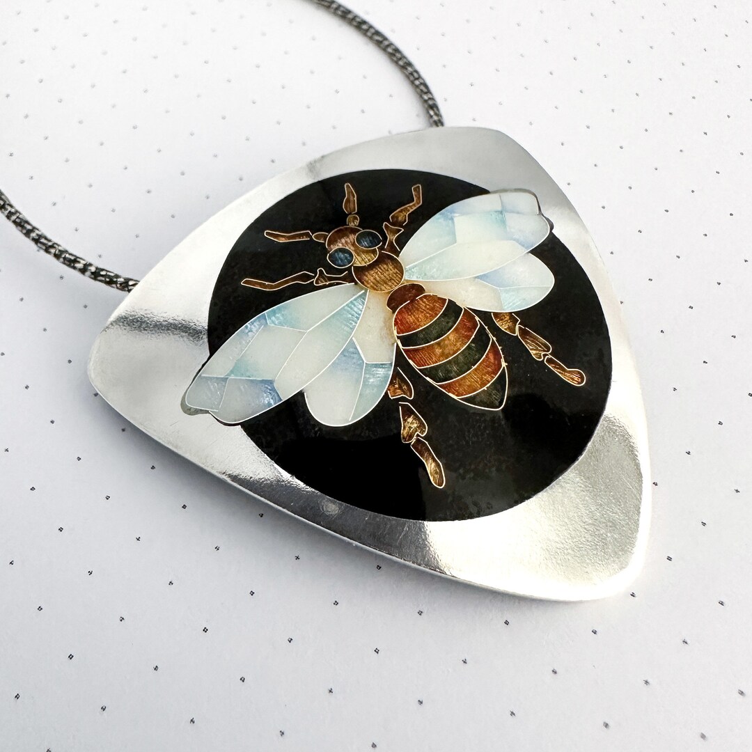 Bumblebee Pendant -cloisonne and Champleve Enamel Pendant W/ 24K Gold ...