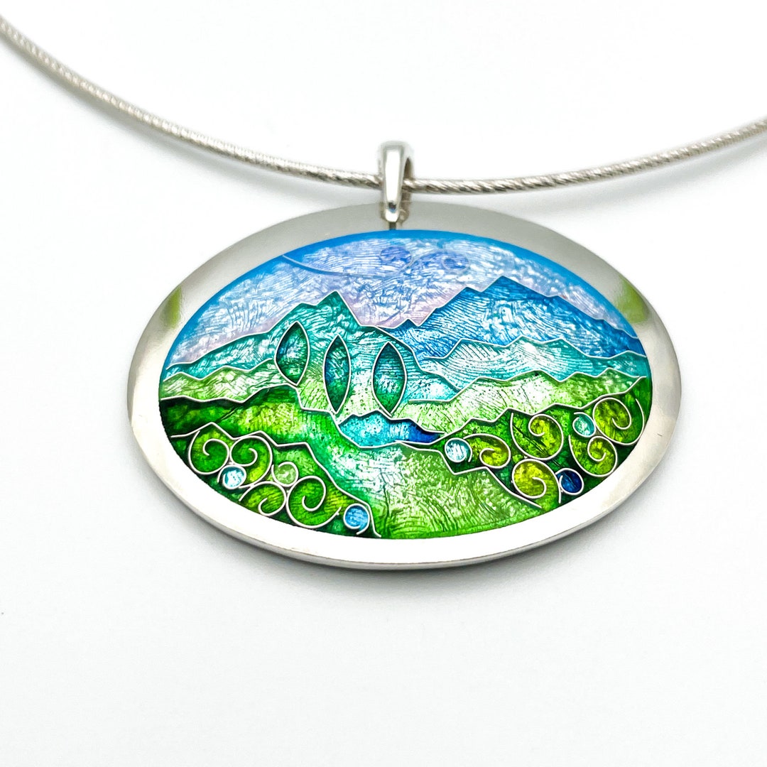 Summer Landscape Enamel Pendant Necklace - Cloisonné & Champlevé ...