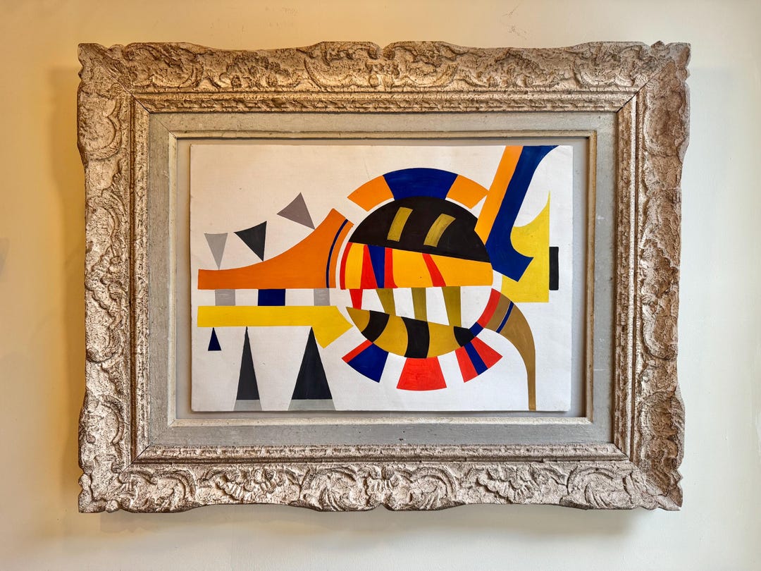 Original Vintage Abstract Screen Print / Painting Set in Antique ...