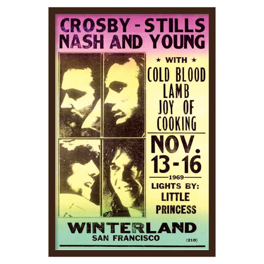 Crosby Stills and Nash Young 1969 14x22 Vintage Style Concert Poster - Etsy