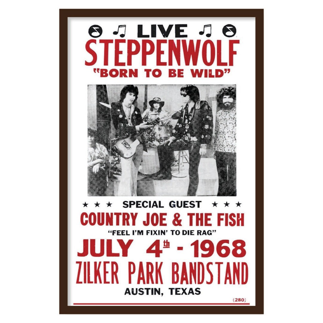 Steppenwolf Zilker Park Bandstand 1968 14x22 Vintage Style Concert ...