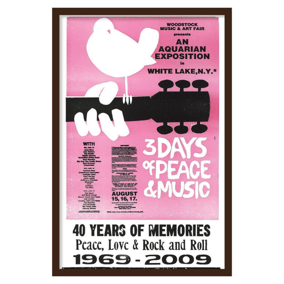 Woodstock 40 Years of Memories 1969-2009 14x22 Vintage Style Concert ...