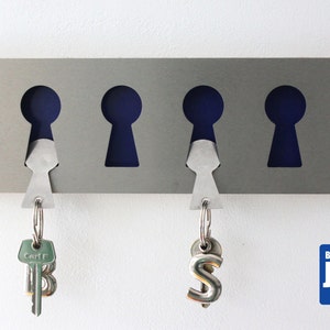 Brushed Stainless Steel Key Rack & Key Fobs - Etsy