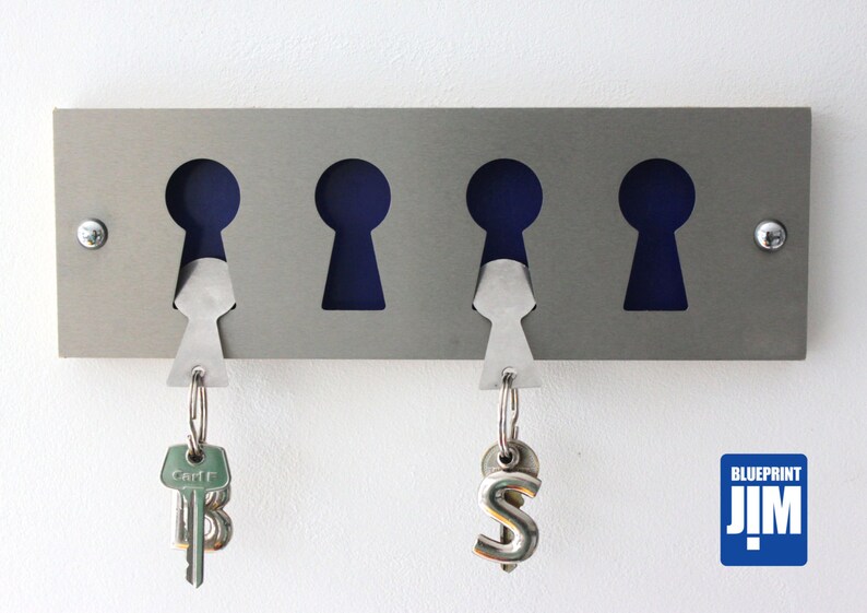 Brushed Stainless Steel Key Rack & Key Fobs - Etsy