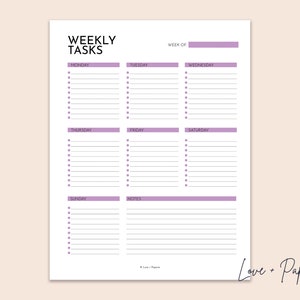 Printable Weekly Task List | Printable Task List | Planner Insert ...