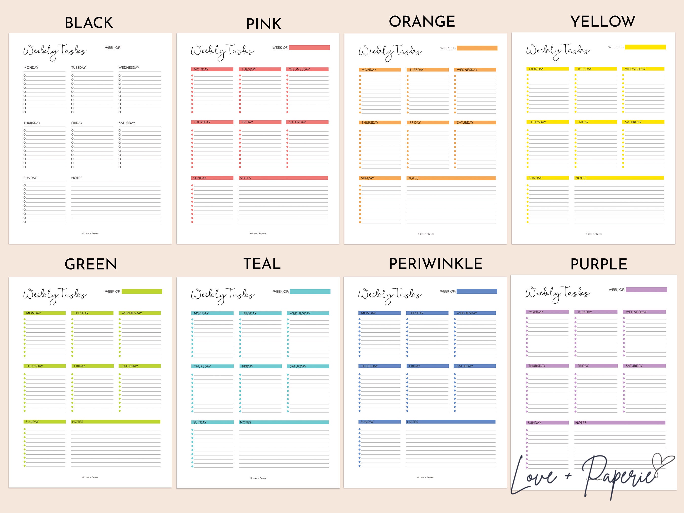 Printable Weekly Task List Printable Task List Planner Insert Undated ...