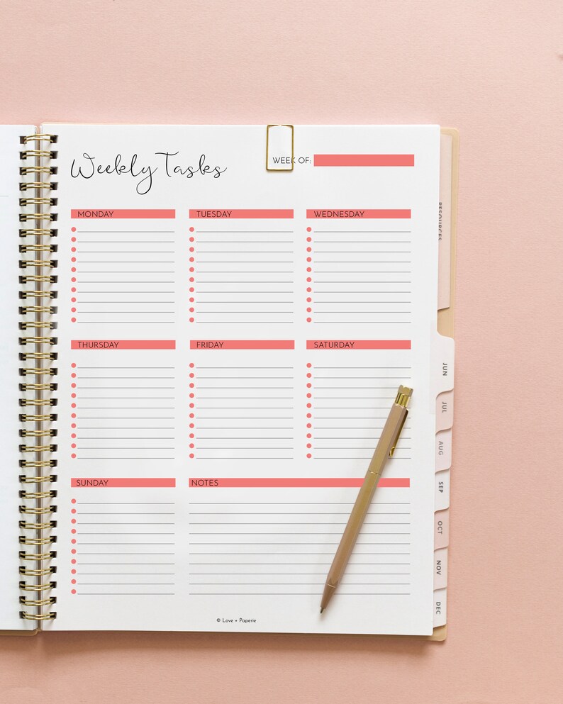Printable Weekly Task List | Printable Task List | Planner Insert ...