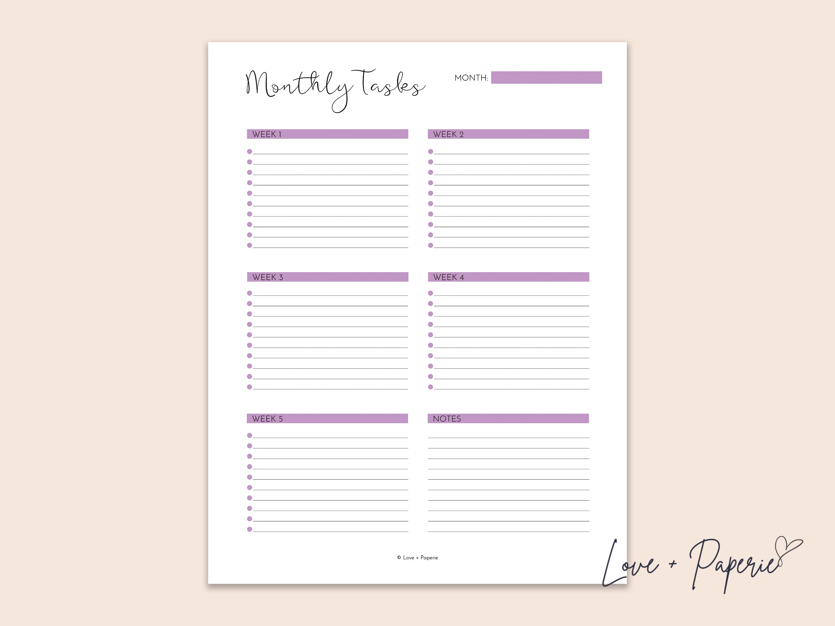 Printable Month Task List Printable Task List Planner Insert Undated A4 ...