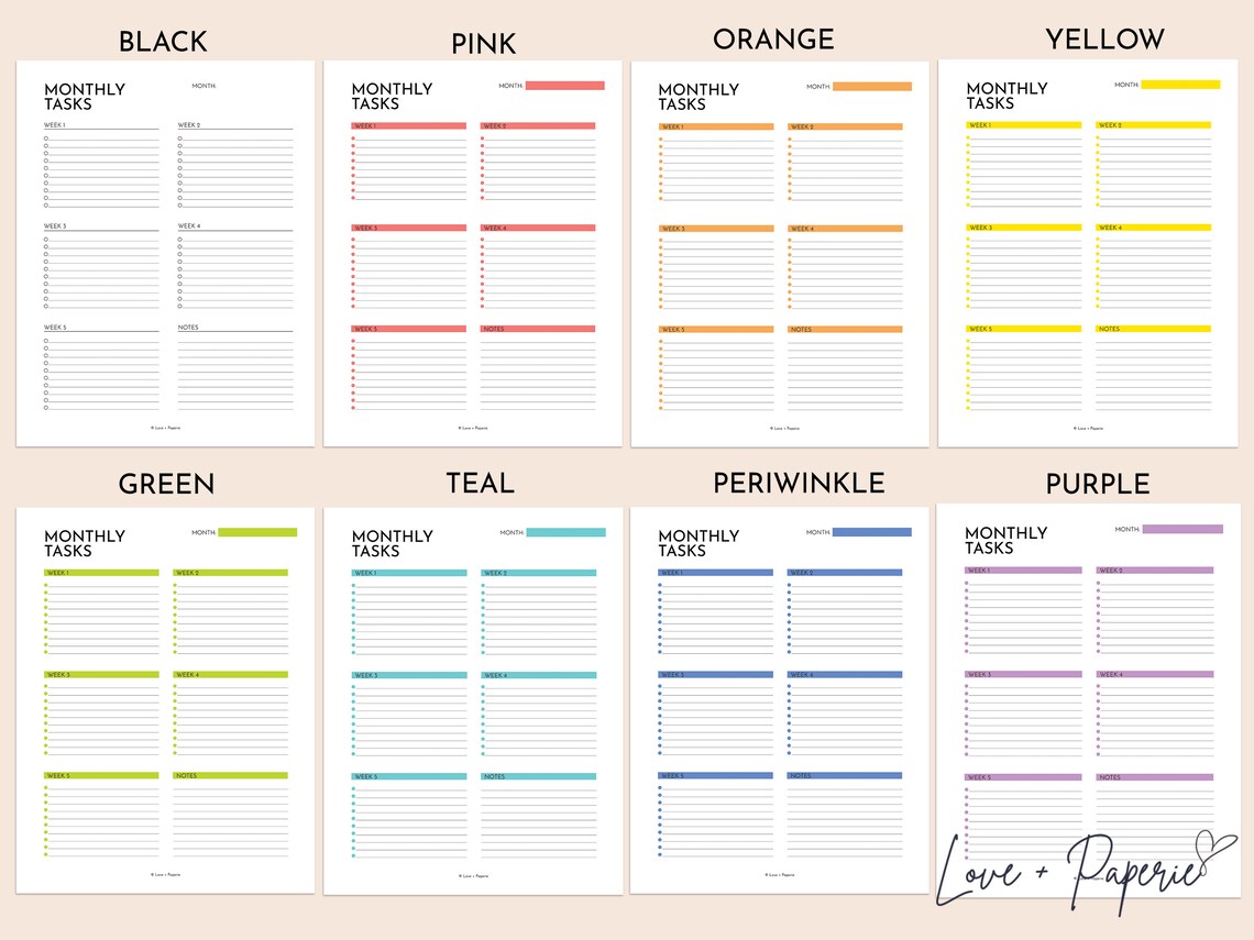 Printable Month Task List Printable Task List Planner Insert Undated A4 ...