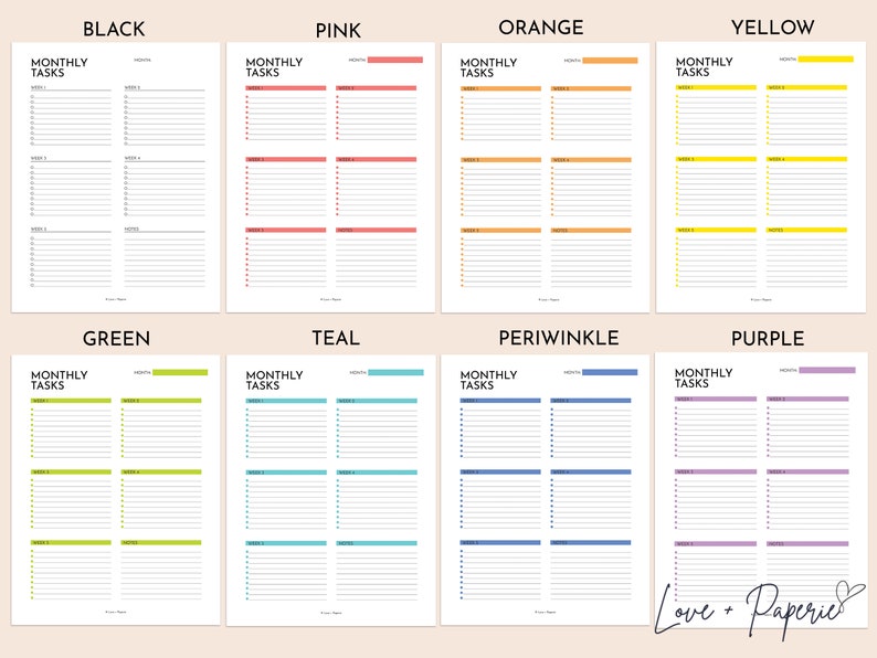 Printable Month Task List Printable Task List Planner - Etsy