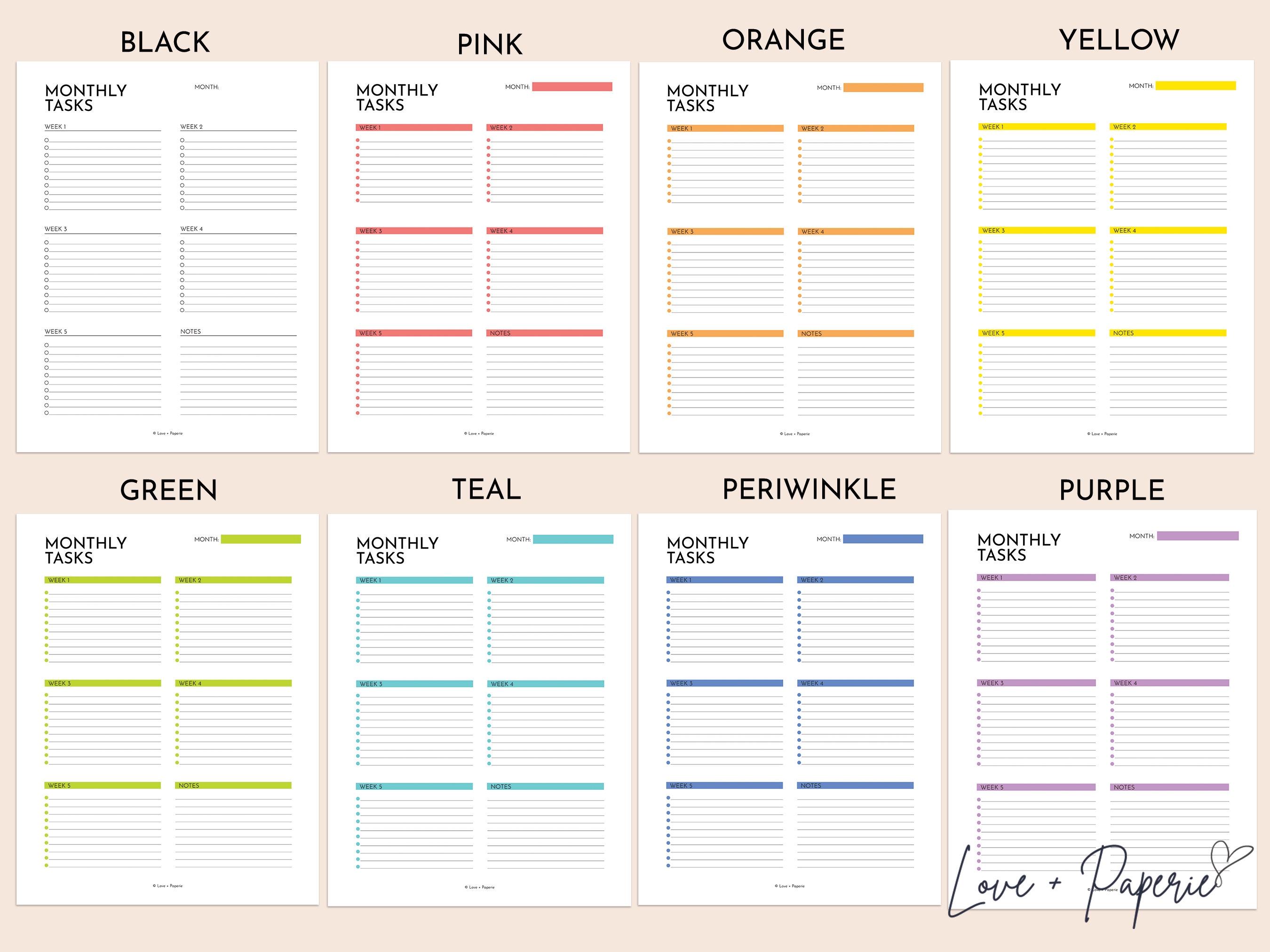 Printable Month Task List Printable Task List Planner Insert Undated A4 ...