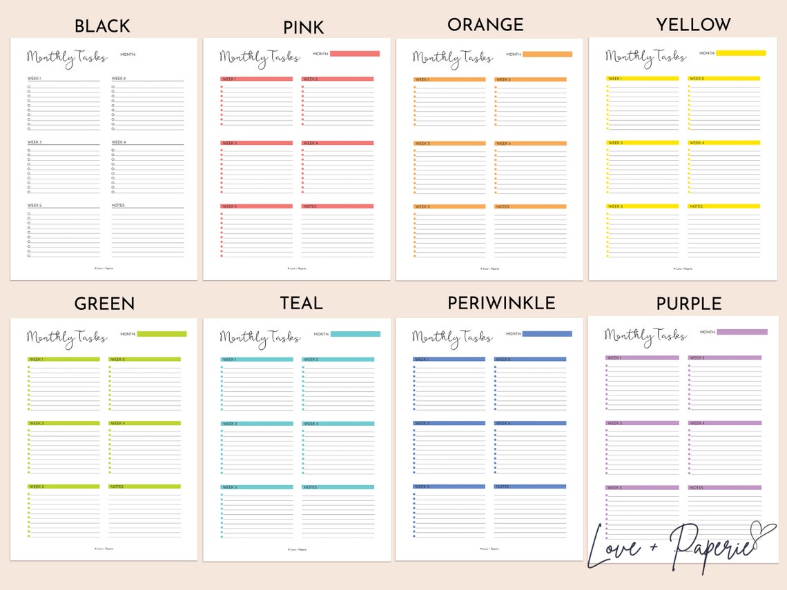 Printable Month Task List Printable Task List Planner | Etsy