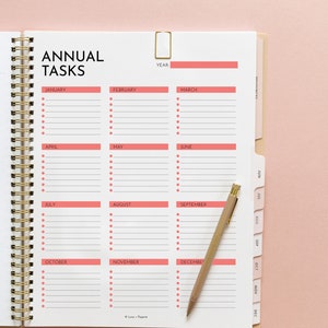 Printable Annual Task List | Printable Task List | Planner Insert ...