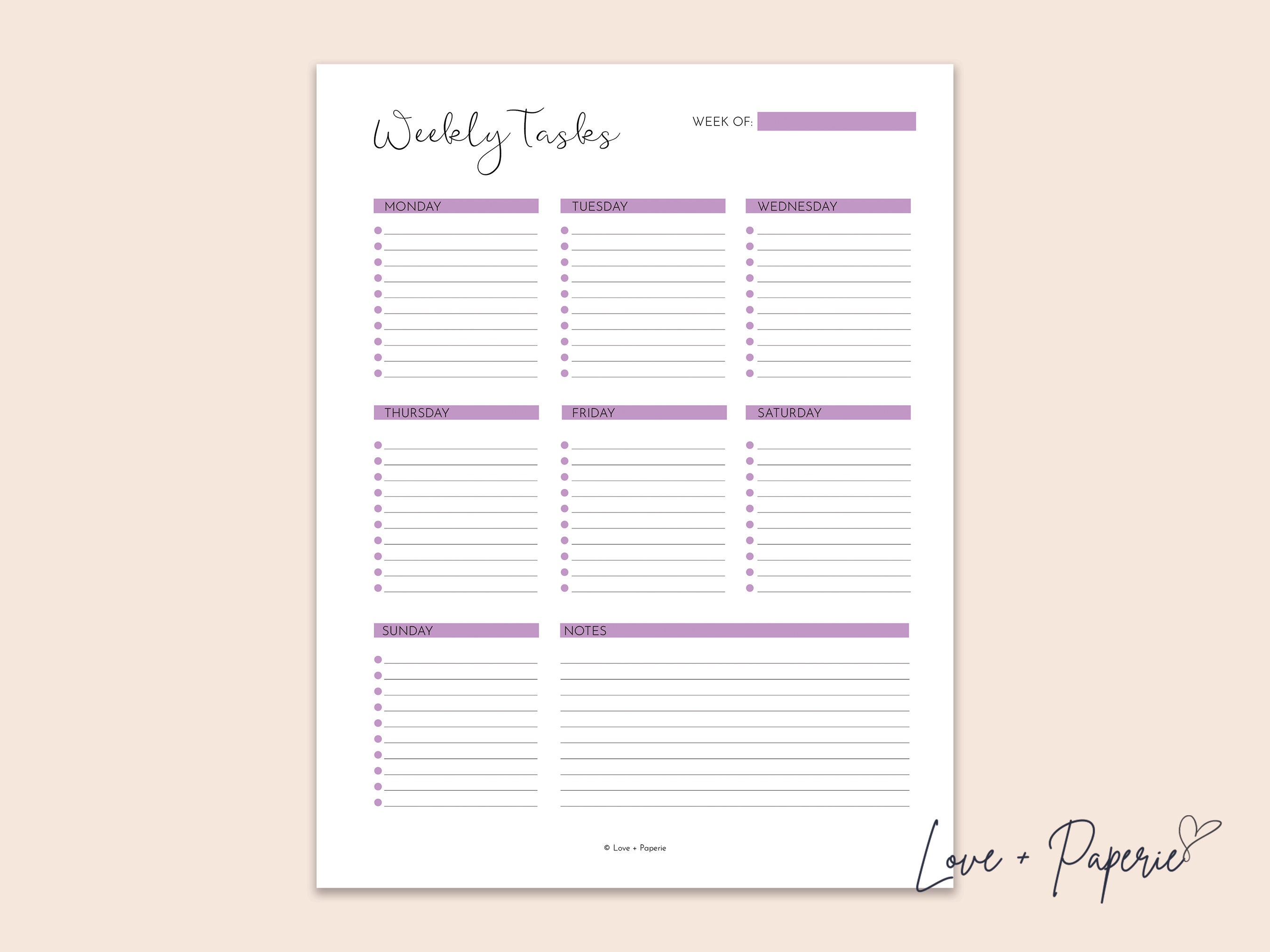 Printable Weekly Task List Printable Task List Planner Insert Undated ...