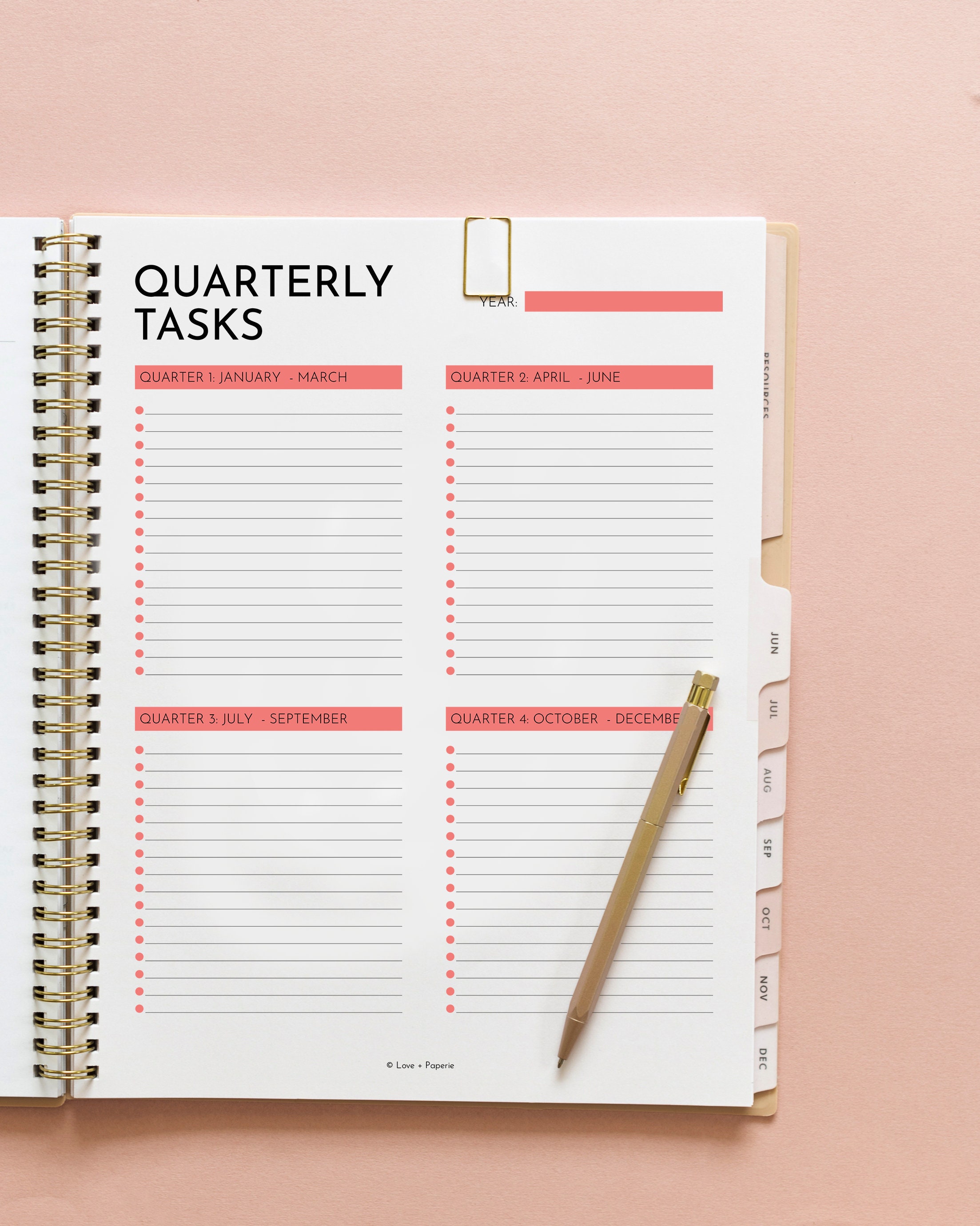 Printable Quarterly Task List | Printable Task List | Planner Insert ...