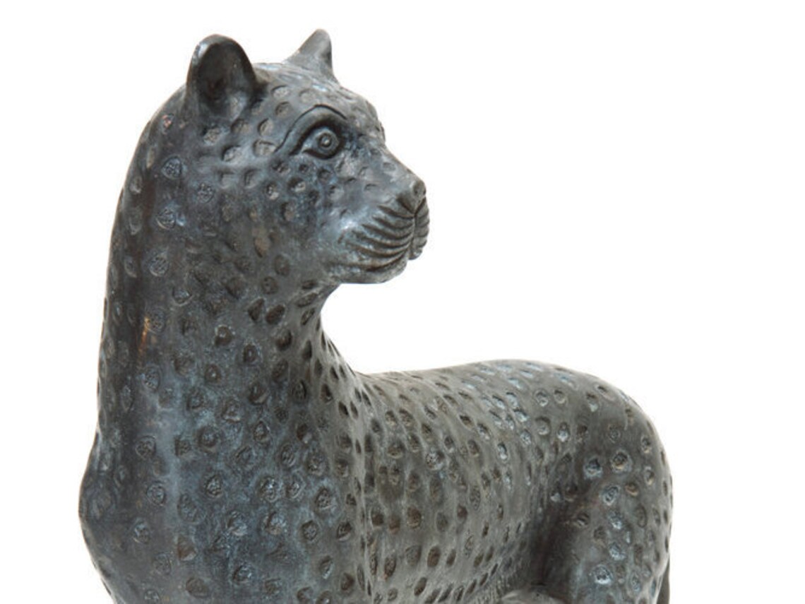 Bronze Animal Sculpture Leopard, Figurine Handcrafted Decorative Statue ...