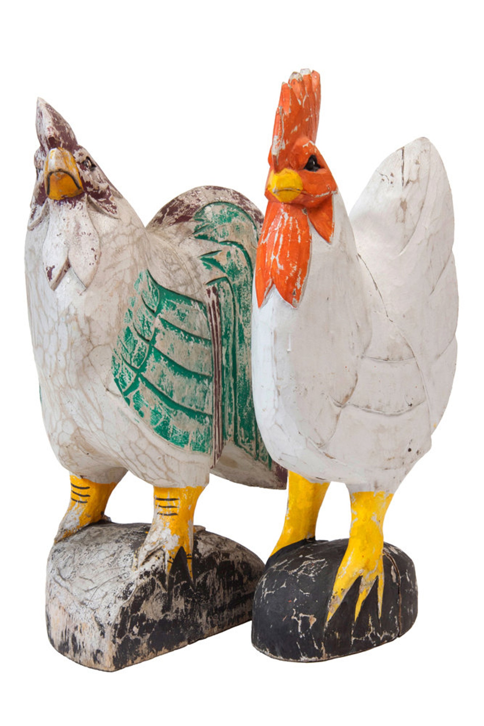 Vintage Wooden Rooster Chicken Hand Carved Hand Painted Country Chic ...